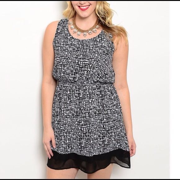 Dresses | Patterned Sheer Hem Dress Plus Size | Poshmark